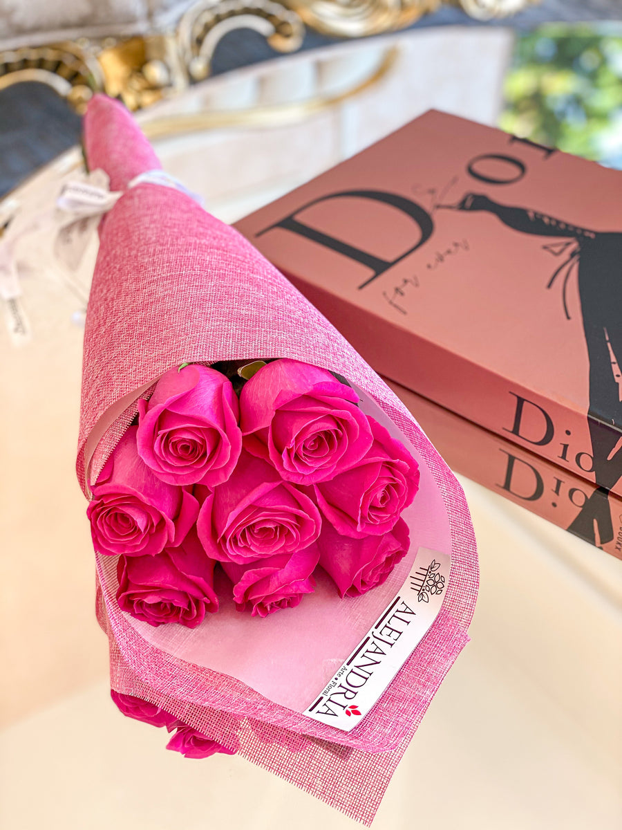 Ramo formato "Bouquet" 8 Pink Roses – Alejandría Arte Floral